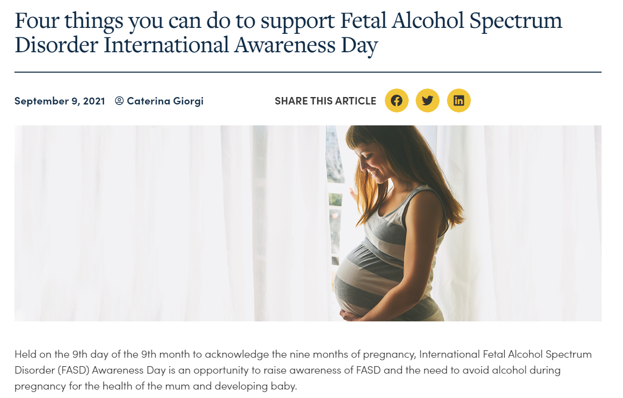 FASD Awareness month – 2022 – Alcohol Awareness